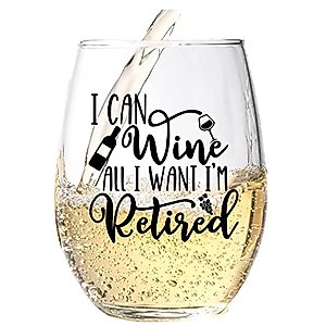 Funny Retirement Gift Wine Glass For Women - Humorous Gifts For Retired Coworkers - Unique Wine Glass With Funny Saying - Happy Retirement Gifts