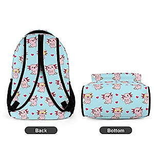 Cute Axolotl Backpack 17 Inch, Laptop Backpack Lightweight Backpack Casual Daypack With Adjustable Straps.Cute Funny Axolotl
