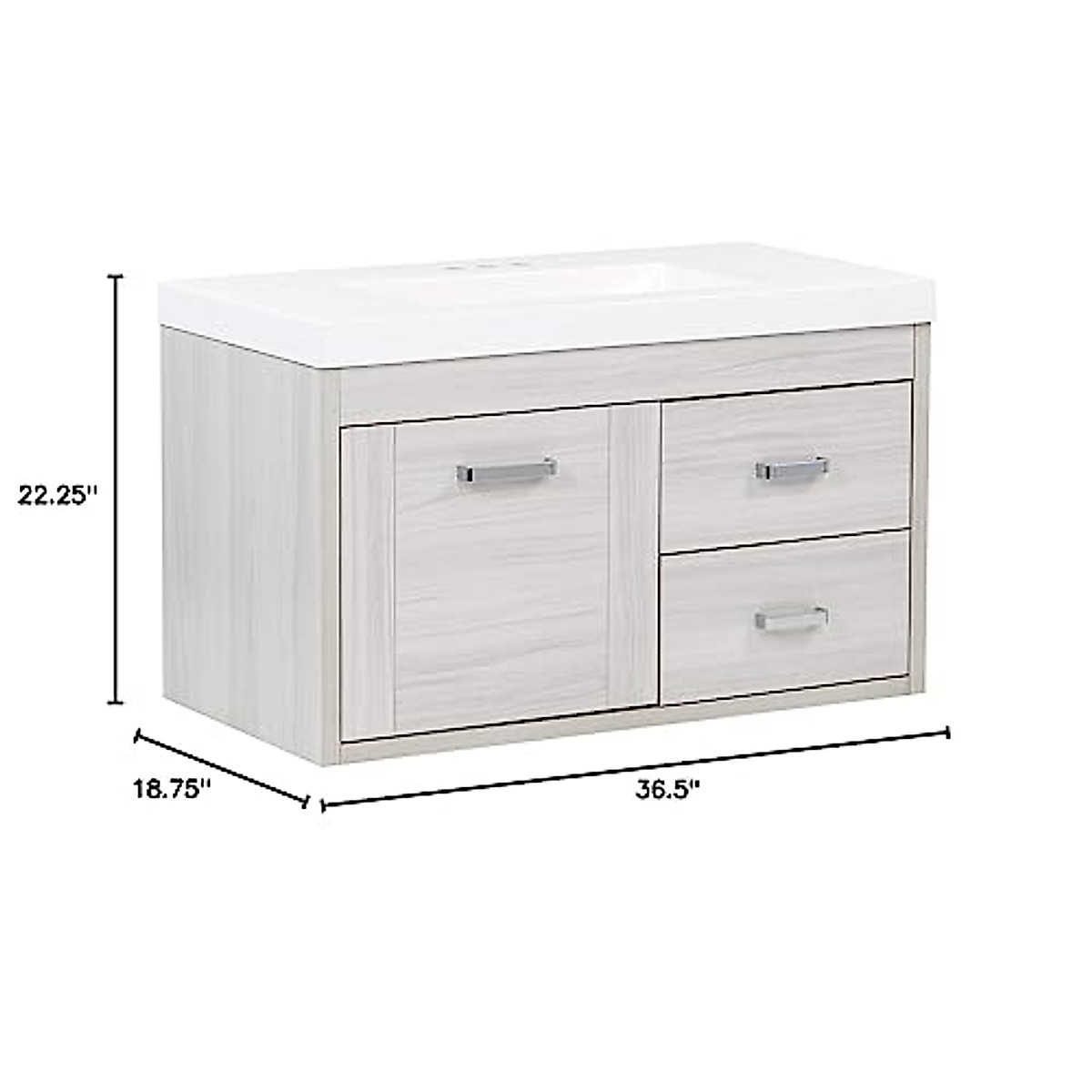 Spring Mill Cabinets Marlowe Bathroom Vanity with Sink, 36.5" W x 18.75" D x 22.5" H, Elm Sky