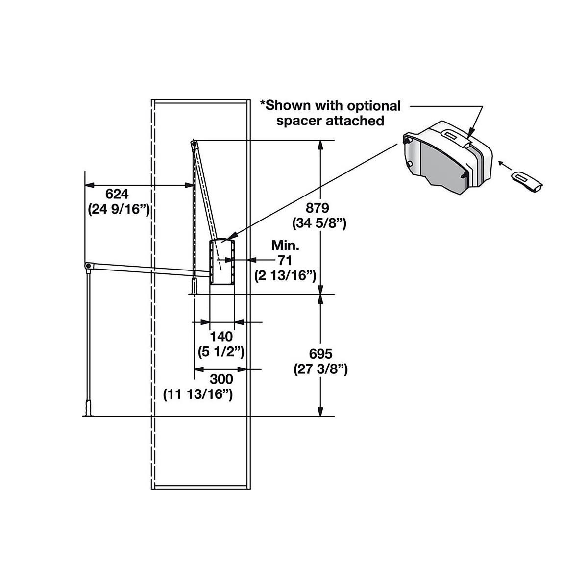 Hafel Häfele Pull Down Closet Rod, 26 lbs Load Capacity, Ergonomic Handle, Adjustable Width, White (26inch - 35 1/16inch) 26inch - 35 1/16inch Inside closet width