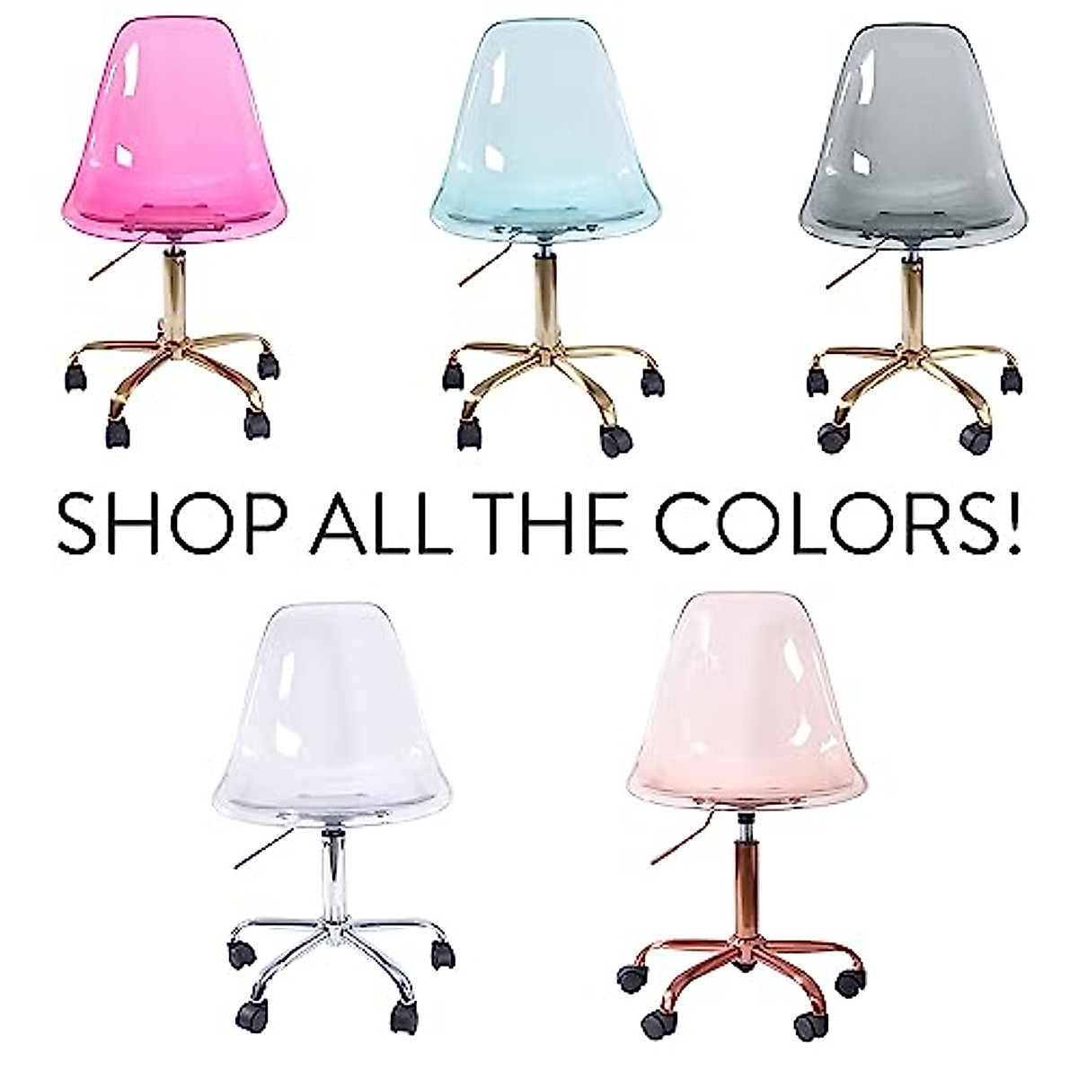 Urban Shop Acrylic Rolling Chair, Black