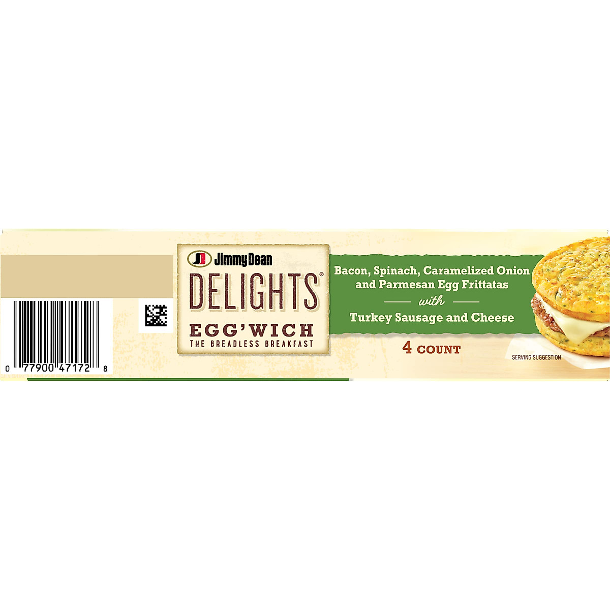 Jimmy Dean Delights Bacon, Spinach, Onion Egg'wich, 4 Count