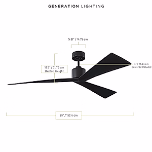 Monte Carlo 3ADR60BKBK Adler 60" Ceiling Fan with Remote Control, 3 ABS Blades, Matte Black