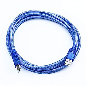 Arzweyk 16.5FT USB 2.0 Print Cable, Blue Print Data Cord A Male to B Male High-Speed Compatible with HP, Canon, Dell, Epson Printer