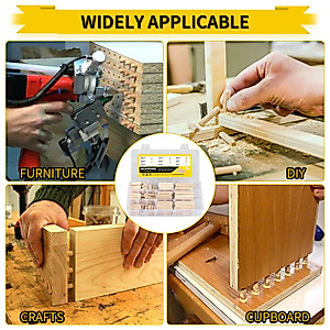 Wooden Dowel Pins, 200PCS Mutdisket Wood Beveled Ends Tapered Pins Wood Pegs, Groove Wooden Dowel Pins - 9 Sizes 6mm 8mm 10mm Straight Grooved Pins for Furniture, Door, Crafts, DIY