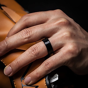 ThunderFit Silicone Wedding Rings For Men, Beveled Brushed Top Edges 6.35mm Wide 2mm Thick - 1/4/7 Variety Multipacks - 1 Ring (9.5-10 (19.8mm))