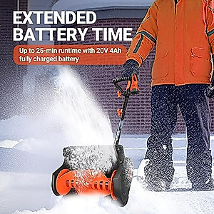 VOLTASK Cordless Snow Shovel, 20V | 12-Inch | 4-Ah Cordless Snow Blower, Battery Snow Blower with Directional Plate & Adjustable Front Handle (4-Ah Battery & Quick Charger Included), SS-20B