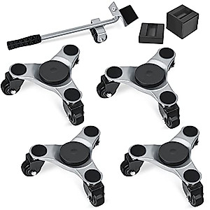 SOYO Furniture Dolly Movers with Lifter, Moving Dollies with Wheels Heavy Duty 500 LB Load Capacity, 6-Inch Steel Tri-Dolly, 3 Wheel Roller Move Tools Lifting Equipment, 4 Pack, Sliver