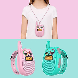 Qniglo Walkie Talkies for Kids Rechargeable, 2 Pack Kids Walkie Talkie with FM Handheld Walki Talki with Wearable Lanyard & Wrist for Outdoor Camping Games & Birthday Xmas Toys Gifts for Boys Girls