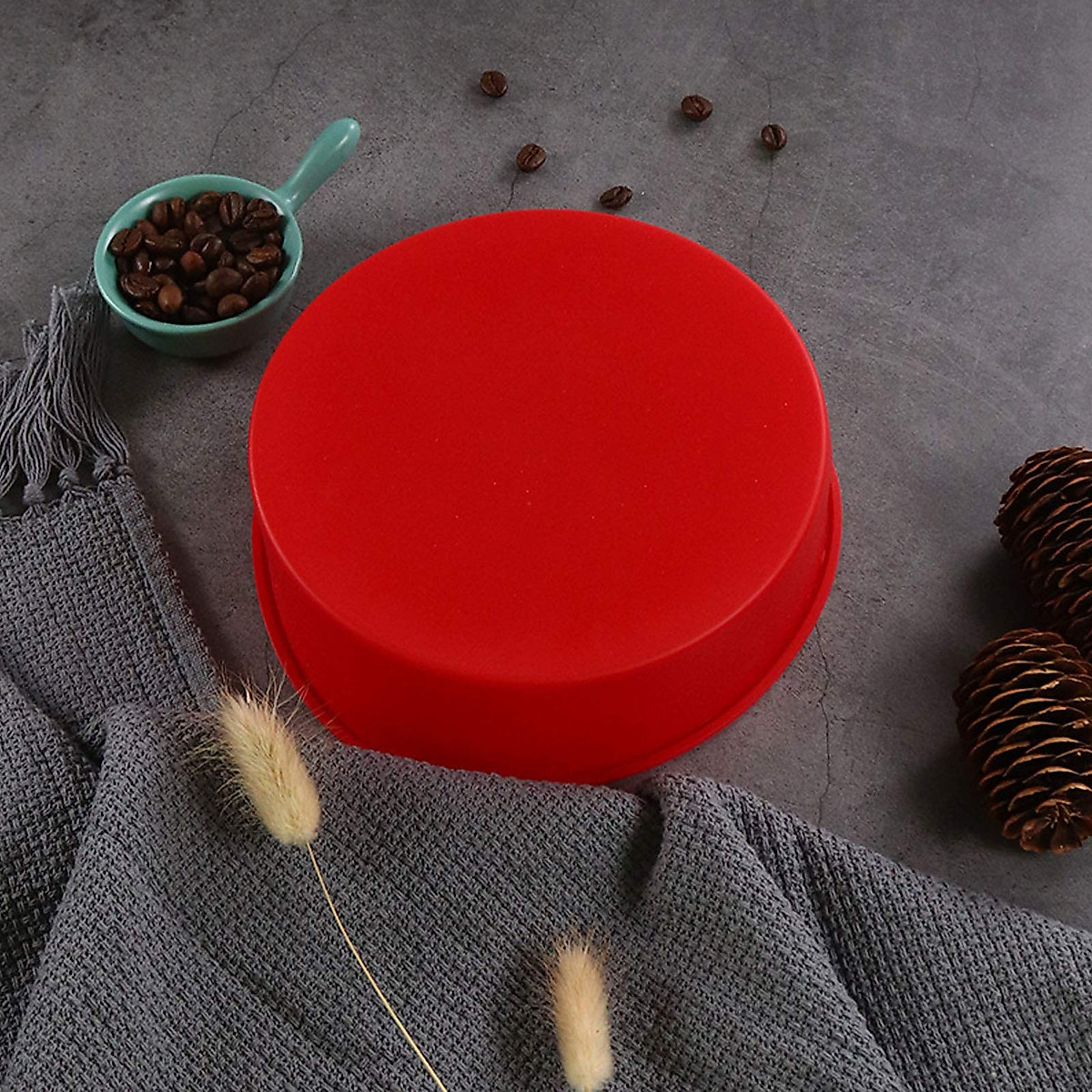 DaKuan Set of 6, Silicone Cake Mold Baking Pans, 4 inch Cake Pans for Baking, Muffin, Cupcake, Layer Cake, Cheese Cake, Chocolate and Rainbow Cake - Red