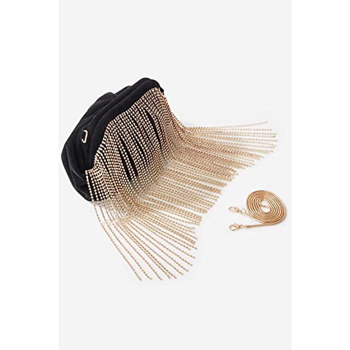 BABEYOND Women's Rhinestone Clutch Evening Bag - Velvet Glitter Tassel Sparkly Purse for 1920s Party Prom Wedding