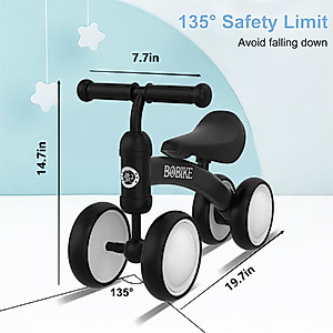Baby Balance Bike Toys for 12-36 Months Kids Toy Boy and Girls Gifts Toddler Best First Birthday Gift Children Walker No Pedal Infant 4 Wheels Bicycle (Colorful, Black-Light)
