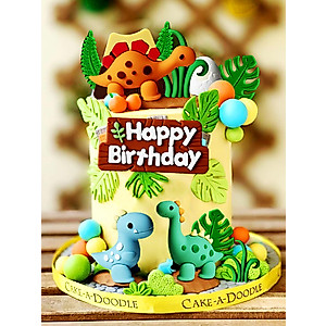 JeVenis Luxury Little Dinosaur Cake Decorations Dinosaur Cupcake Topper Little Dinosaur Cake Toppers for Birthday Baby Shower Party Supplies