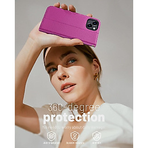 OCASE Compatible with iPhone 15 Plus Wallet Case, PU Leather Flip Folio Case with Card Holders RFID Blocking Kickstand [Shockproof TPU Inner Shell] Phone Cover 6.7 Inch 2023, Litchi Rose