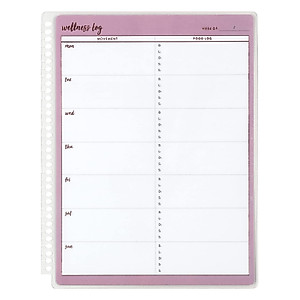 Snap-in Dashboard - Wellness. Track Food, Water, Activities and More. Wet-Erase and Double-Sided. 7" x 9" or Larger Notebook Snap-in Accessory by Erin Condren.