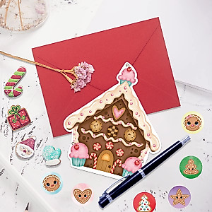 ceiba tree 36Pcs Christmas Gingerbread House Cards Festive Winter Holiday Greeting Cards with Envelopes and Stickers Die Cut
