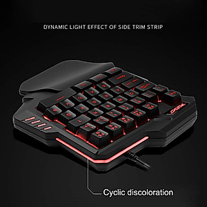 HiGOGO G30 Wired 35 Keys One-Handed Gaming Keypad, Rainbow LED Backlight with Large Wrist Pad (Black)