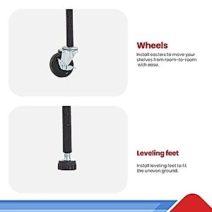 6 Tier Adjustable Metal Shelf Wire Shelving Unit Storage with Wheels 2100LBS Capacity 18" D x 48" W x 82" H for Restaurant Garage Pantry Kitchen Garage Rack,Black