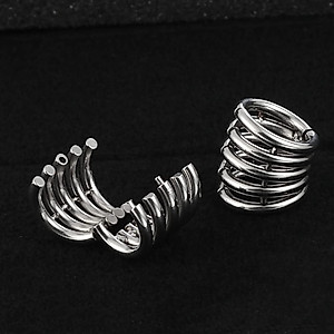 Earblity 10mm Stacker Ring Lobe Clip Ear Gauges Plugs Ear Tunnels Stretcher Earring Studs Clip on Cartilage Body Piercing Jewelry 2PCS Gold Rose Black Silver