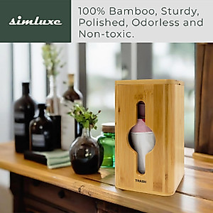 Simluxe Trash Bag Dispenser – Trash Bag Holder Dispenser for Garbage Bag Roll, Under Sink Waste Bin Bags Organizer, Wall Mounted Storage for Small Spaces, Bamboo Decorative Container
