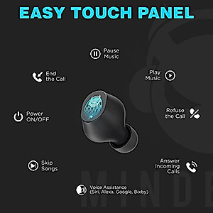 MINDBEAST Bluetooth Earbuds with Noise Cancelling and Strong Bass - Portable and Lightweight with 36 Hours Battery Life - Compatible with iPhone, Samsung, Android, PC, and Gaming Devices T98 Balck