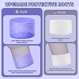 WUQID Protective Bling Silicone Boot Sleeve, Compatible with Stanley Tumbler 20-40oz & Hydro Flask Bottle 12oz-24oz, Glitter Reduces Dents Sleeve Cover for More Bottles/Tumblers Bottom of 2.83-2.95in