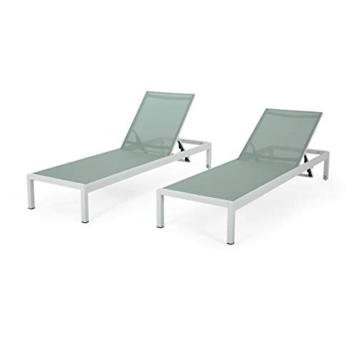 Christopher Knight Home Vanessa Coral Outdoor Chaise Lounges (Set of 2), Green and White