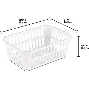 Tribello Plastic Bin Baskets for Organizing, White Storage Tray, High 11 x 8 x 4 - Pack of 4 - Made in USA