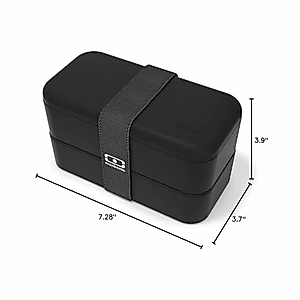 monbento - Bento Box MB Original Onyx with Compartments - 2 Tier Leakproof Lunch Box for Work Lunch Packing and Meal Prep - BPA Free - Food Grade Safe Food Containers - Black