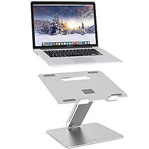 ProCase Adjustable Laptop Stand, Ergonomic Aluminum Laptop Holder, Portable Laptop Riser Notebook Computer Stand for MacBook Pro/Air Surface Dell Lenovo Laptops up to 15.6-Inch - Silver
