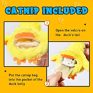 BuntyJoy Flapping Duck Cat Toys, Interactive Cat Toys for Indoor Cats Kitten Exercise, Fluffy Plush Chirping Cat Toys, Cat Kicking Catnip Toys
