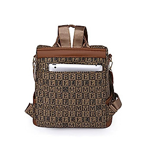 Kim Carrey Backpack Purse for Women PU Leather Casual Shoulder Bag Travel Backpack Ladies Satchel Bags (Brown)