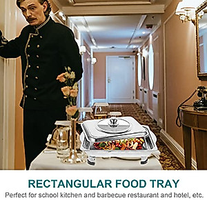 Healeved Snack Tray Chafing Dish Stainless Steel Buffet Chafer Tray Rectangular Buffet Stove Chaffing Servers Food Warmers for Parties Buffets Catering Chafing Dish Buffet Set