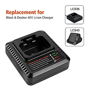 Energup 40V Charger for Black & Decker 40V MAX Battery LCS36 LCS40, Fast Charger for Black Decker 40V LBX2040 LBXR36 LBXR2036 LST540 LCS1240 LBX1540 LST136 Black Decker 40V Battery Charger