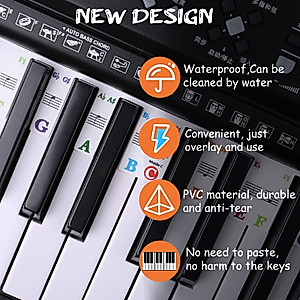 Piano Keyboard Stickers for Beginners,61 Key Full-Size Kids Keyboard ...