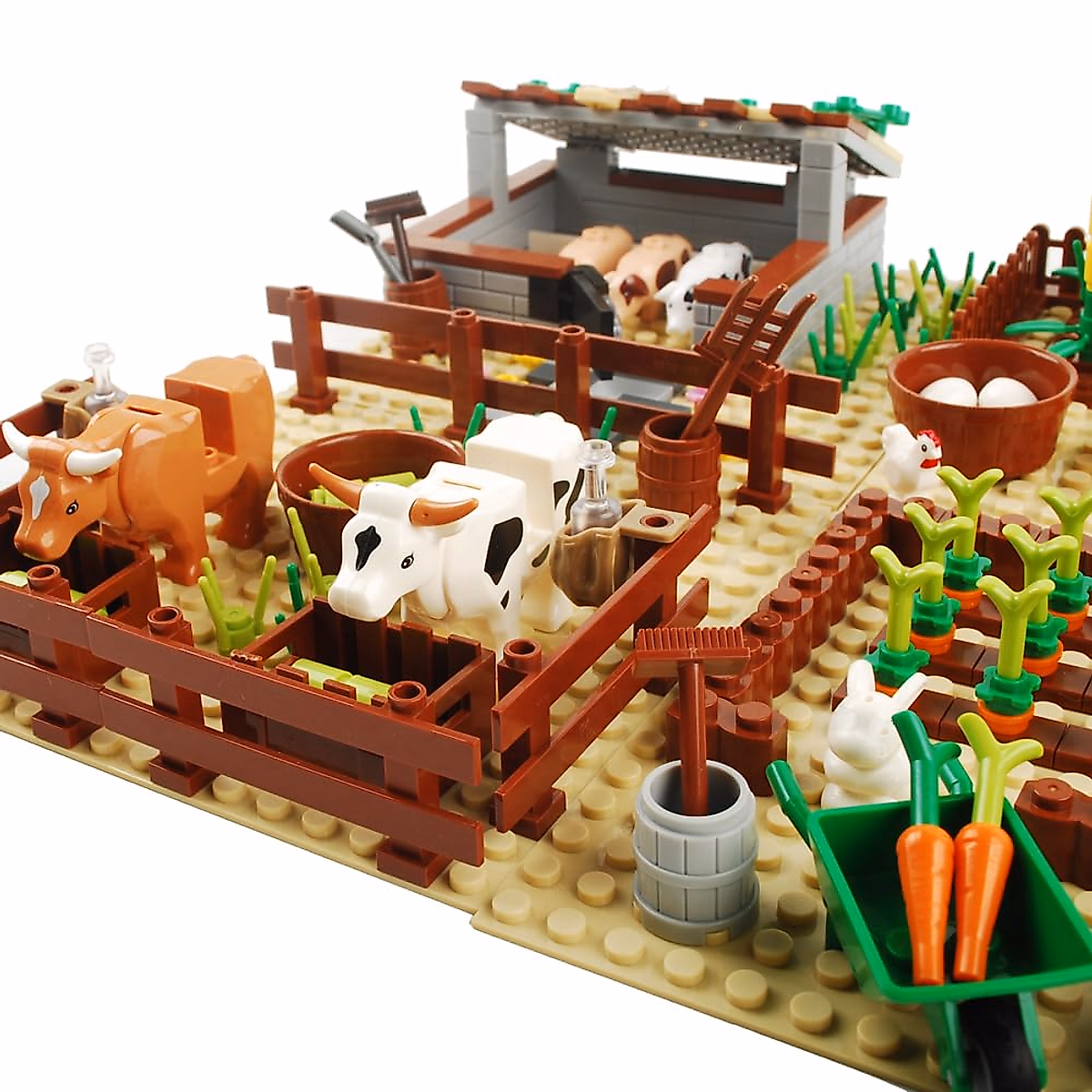 BAENRCY Farm Field Set Building Blocks Plant Animal Crops Building Bricks Kit DIY Building Set Compatible All Major Brands (Animal)