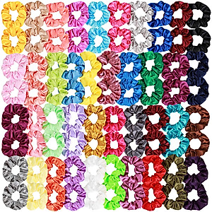 80 Pcs Silk Satin Hair Scrunchies 40 color Hair Bobbles Ponytail Holder Hair Accessories Scrunchy Solid Color Hair Ties