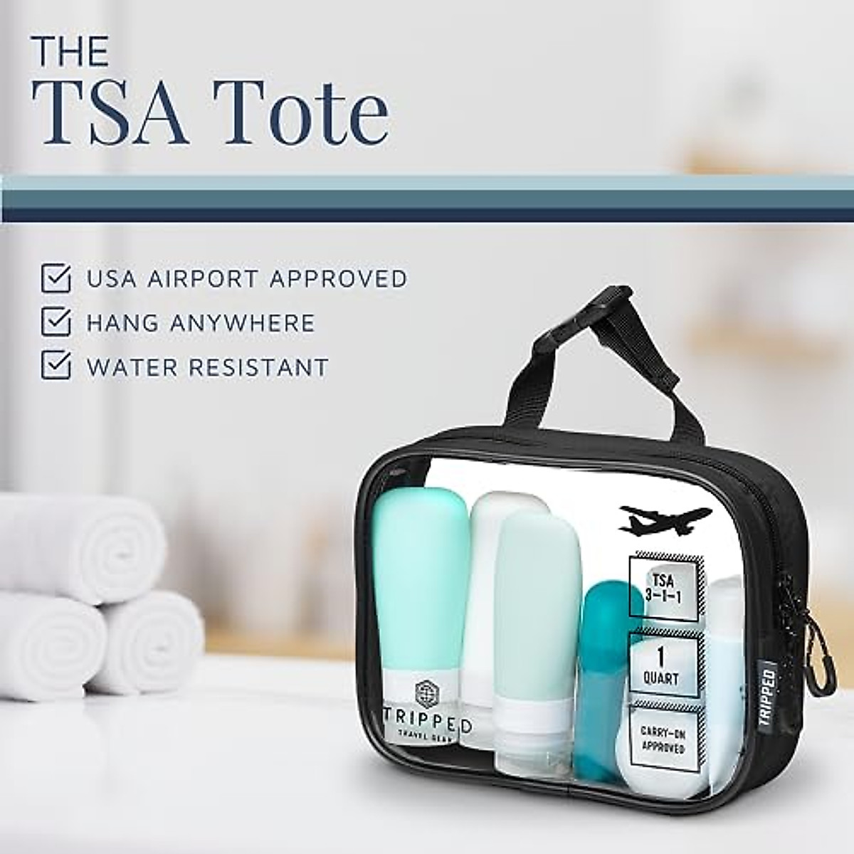 Toiletry Bag Kit Set: Hanging Travel Toiletry Bag + 311 TSA Cosmetic Liquid Bag + Ultralight Accessory Organizer Pouch (Black Ripstop)
