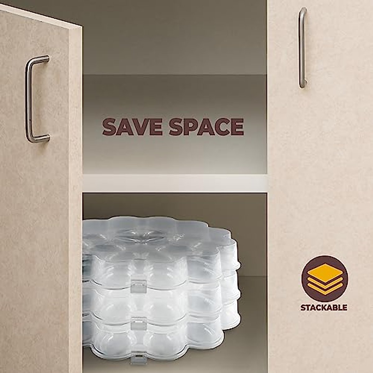 Shop Square Deviled Eggs Carrier with Lid - (3 Pack) 18 Slot Deviled Egg Tray with Lid for Party, Easter, Thanksgiving - Reusable Deviled Egg Platter with Secure Lid