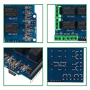 AITIAO 3Pcs 5V 4 Channel Relay Shield Four Channel Relay Control Board Relay Expansion Board for PIC AVR DSP ARM MCU