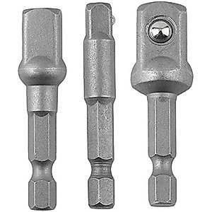 3PCS Set 1/4" 3/8" 1/2" | Impact Grade Socket Adapter | Hex Shank Adapter Drill Nut Driver | Power Extension Bit Set for Drills (3PCS)