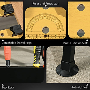 HOMCOM Work Bench Tool Stand with Adjustable Height and Angle, Carpenter Saw Table with 4 Clamps, Steel Frame, 220lbs Capacity