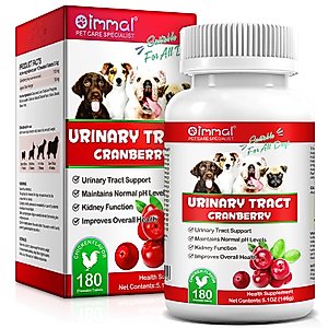 Cranberry for Dogs - 180 Cranberry Supplement Tablest for Dogs Supports Bladder Infection, Dog Incontinence Support, Bladder Stone and Dog UTI, Pet Supplement Treats Tablets for All Breeds Dogs & Ages