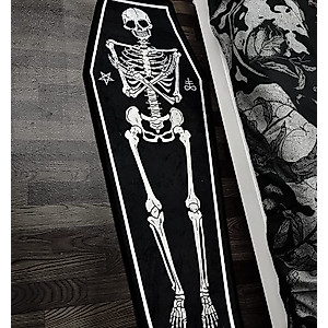 Leniutor Gothic Skull Coffin Area Rug, Non-Slip Punk Rock Goth Room Indoor Outdoor Rug Carpet for Bedroom Living Room Halloween Home Decor (Skull 23" x 63")