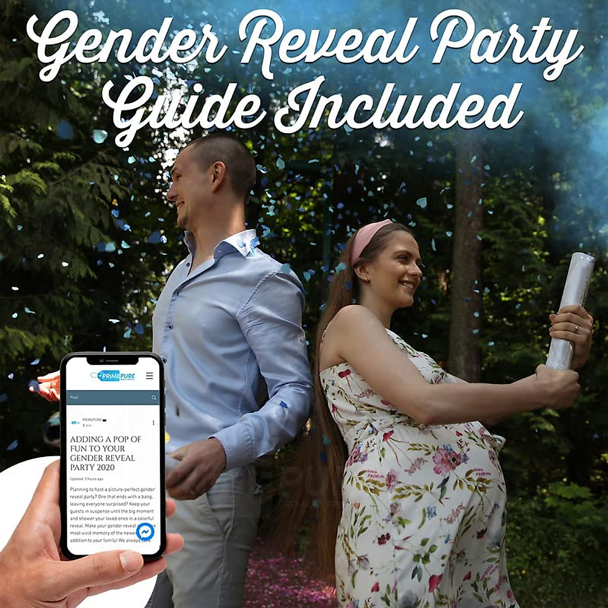 Gender Reveal Confetti Cannon Bulk - Set of 4 - Biodegradable Gender Reveal Powder Cannon and Heart Shaped Blue & Pink Confetti Cannons | Gender Reveal Ideas, Boy or Girl Gender Reveal Poppers and Smoke Gender Reveal Cannons | Gender Reveal Smoke Bombs an