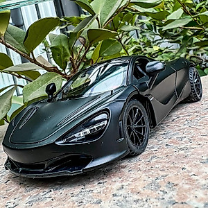 WAKAKAC 1/32 Diecast Car Model 720s Alloy Toy Car Pull Back with Light and Sound,Toy Vehicle for Girls Boys Adults Gift (Black)