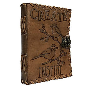 Old Vintage Leather Journal, Leather Journal for Men, Leather Journal for Women, Leather Sketchbook, Leather Notebook, Leather Blank Book (5 x 7 Bird Emboss Journal)