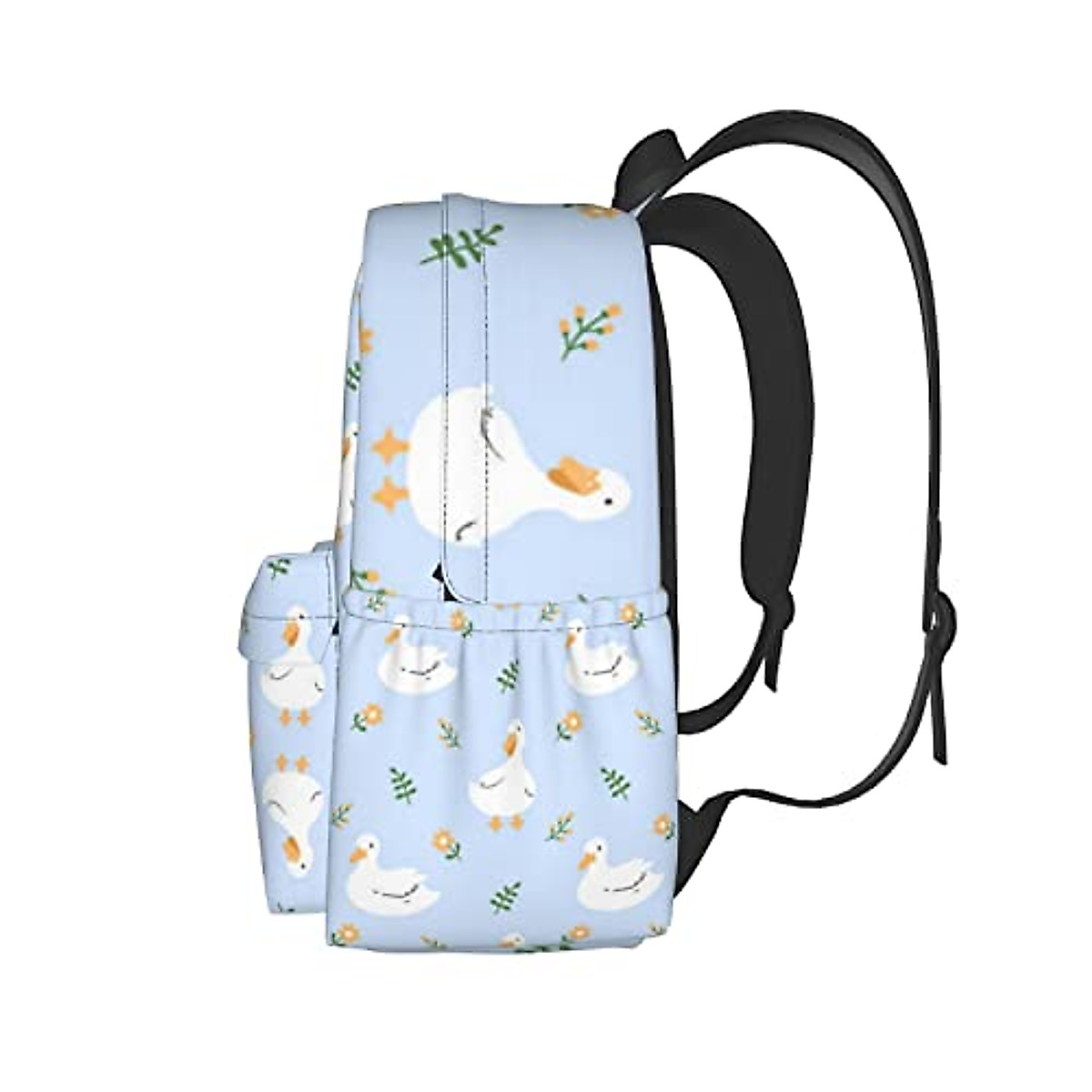 Duck and flower on the blue background Adult Leisure Backpack Student Backpack Laptop Backpack For women men School Shoulder Bag Bookbag for Travel Daypack halloween decor