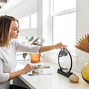 A Mindful Office Moving Sand Art Decor (10 Inch) - Perpetual Motion Desk Toy Brings Uniquely Relaxing Vibe to Your Home Round Glass Frame with Black, White and Gold Liquid sandart12inchbwg 12 Inch