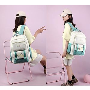 Makukke Backpack for Girls Kids, Cute Kawaii School Bag Lightweight Bookbag Backpack for Middle & High School with Anti Theft Pocket, Pink Backpack